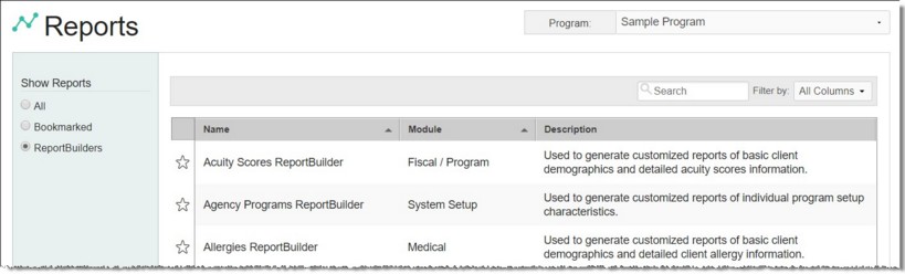 Using the Reception Desk ReportBuilder – AWARDS