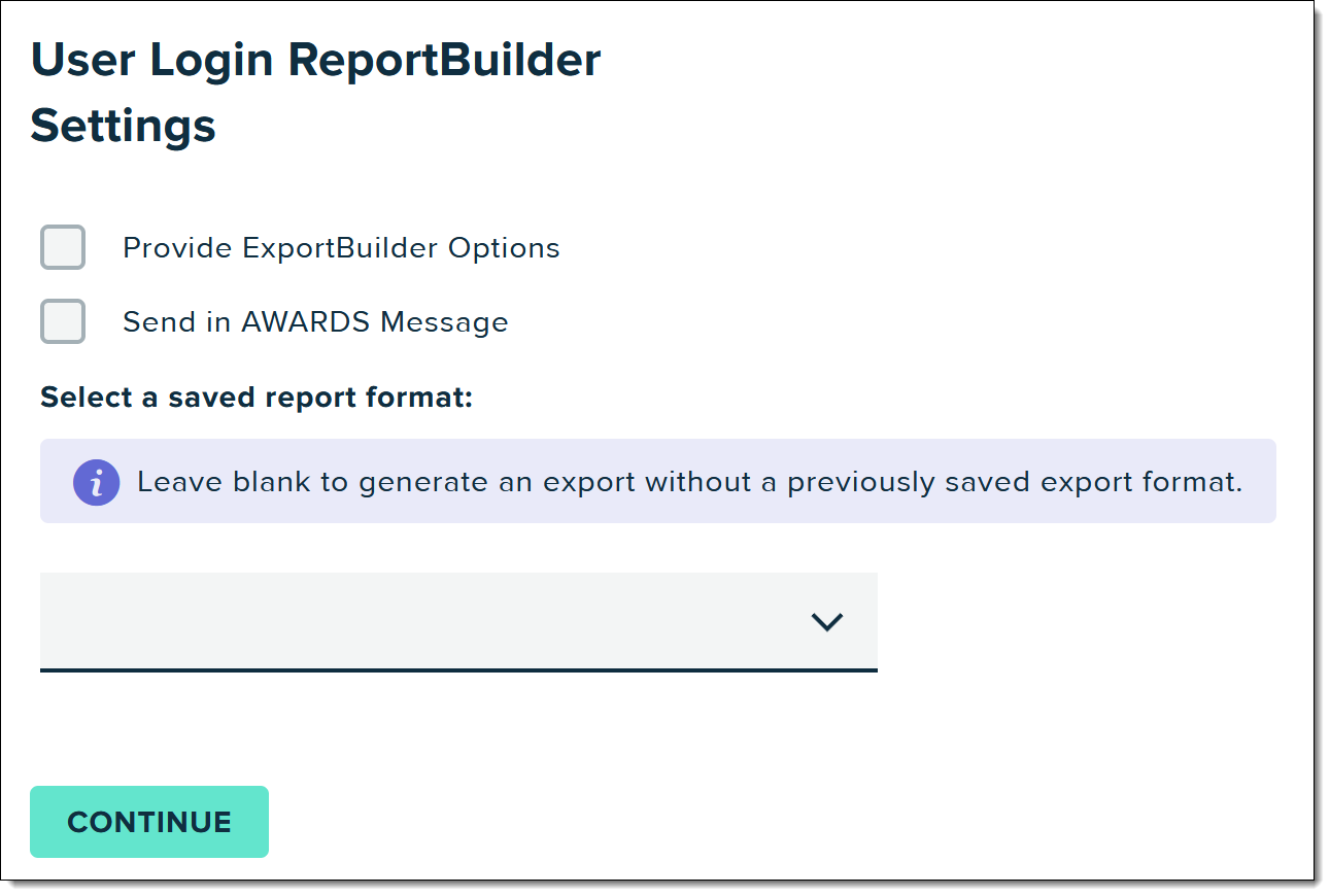 User Login ReportBuilder – AWARDS